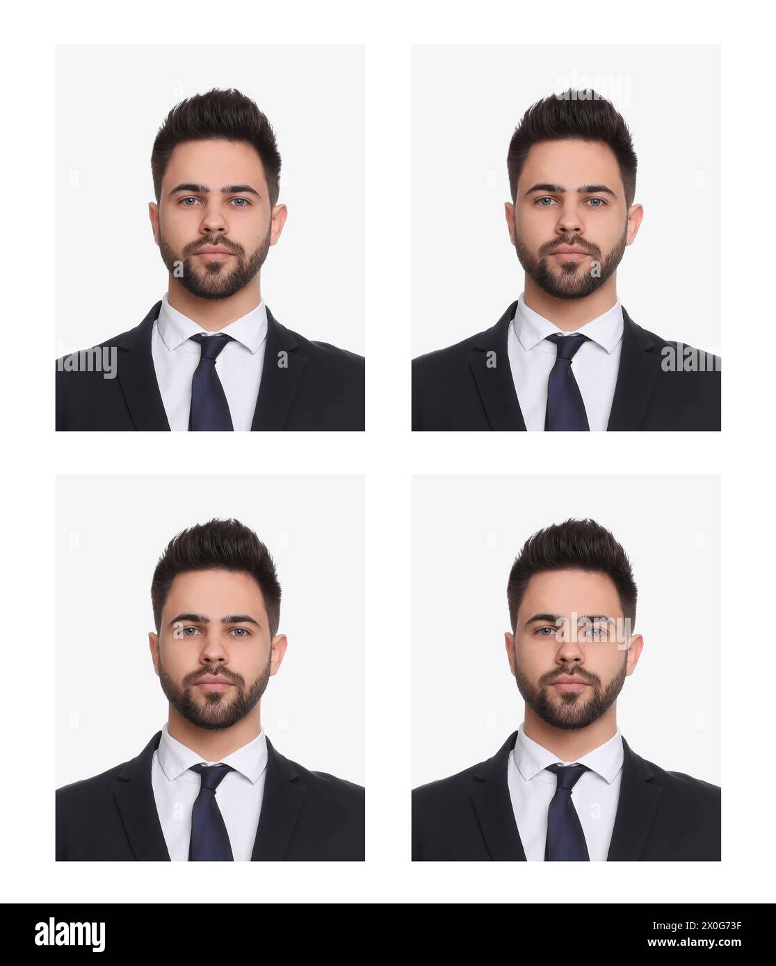 Passport photo, collage. Man on white background, set of photos Stock ...