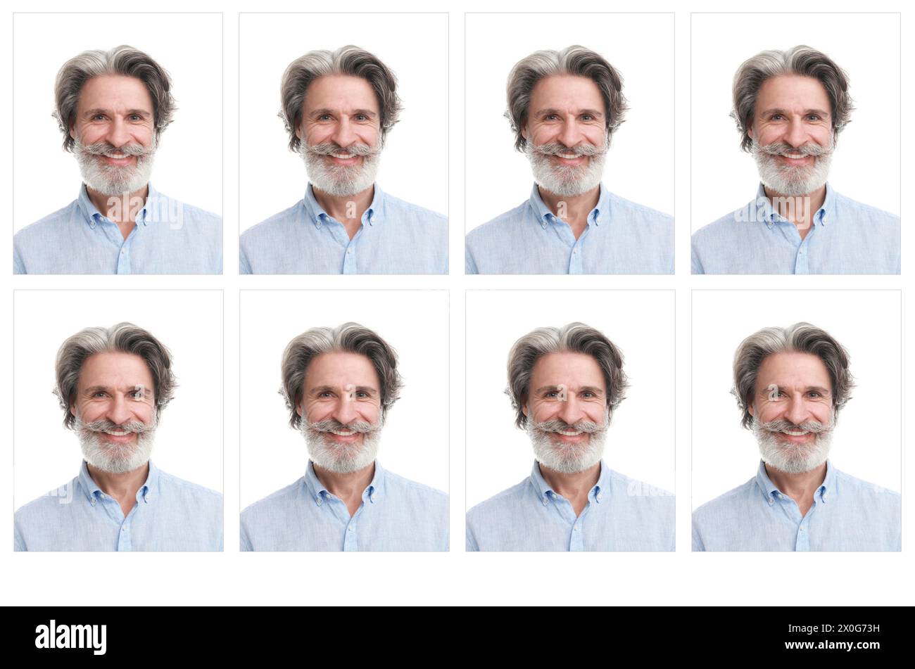 Passport photo, collage. Man on white background, set of photos Stock ...
