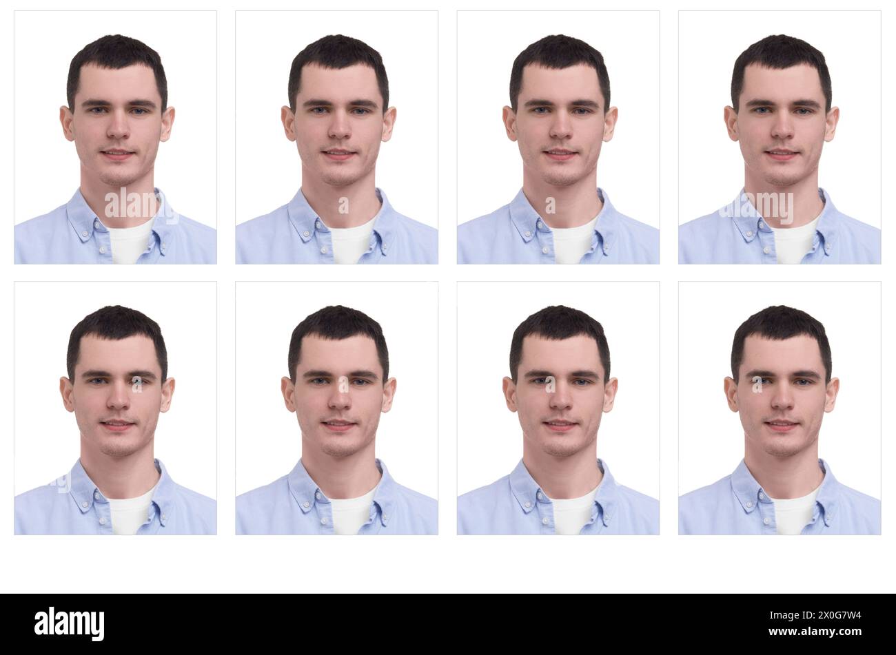 Passport photo, collage. Man on white background, set of photos Stock ...