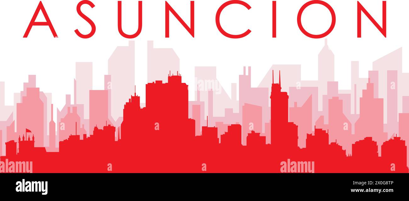 Red panoramic city skyline poster of ASUNCIÓN, PARAGUAY Stock Vector ...