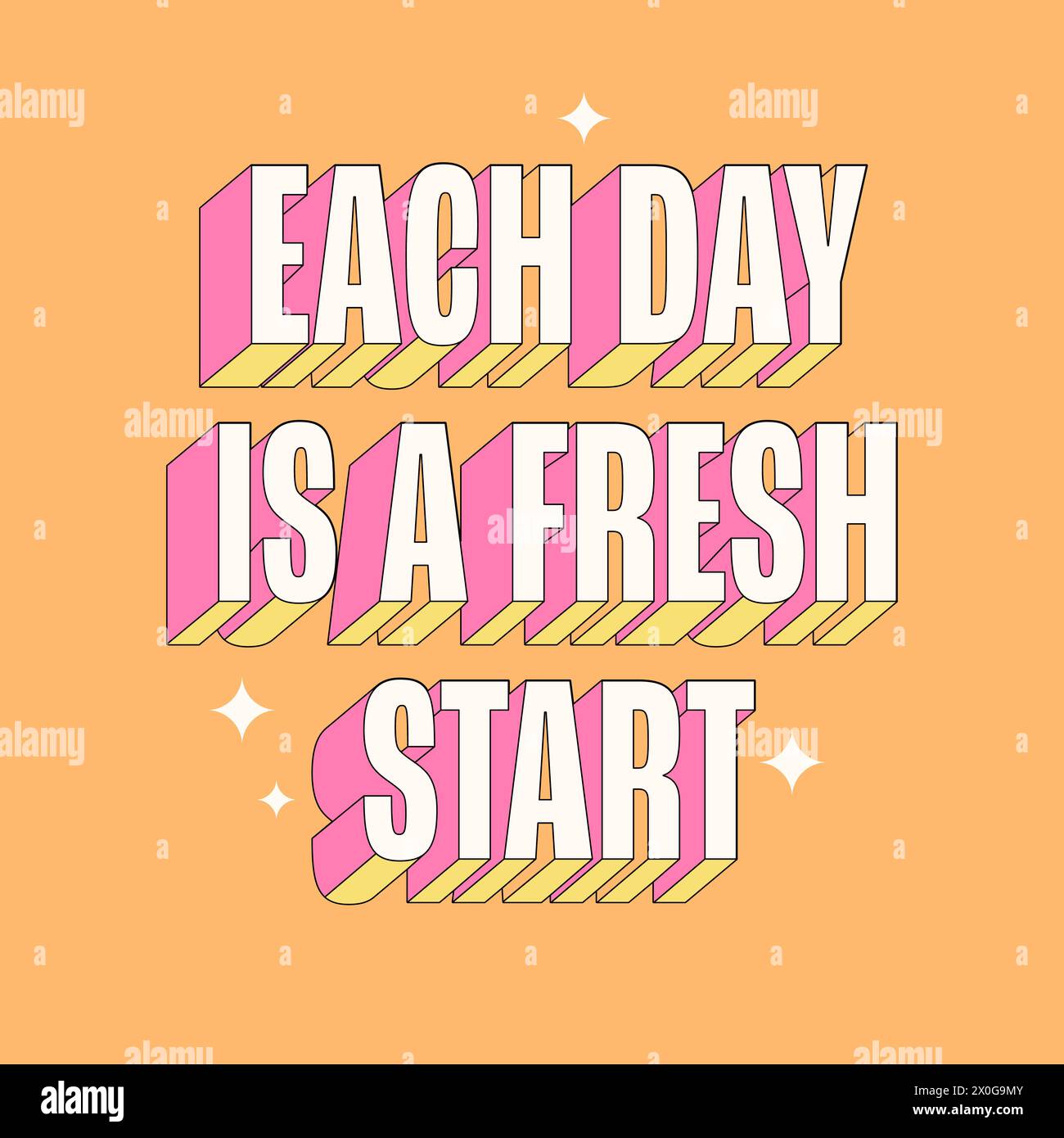 Each day is a fresh start positive quote in y2k style. Modern design ...