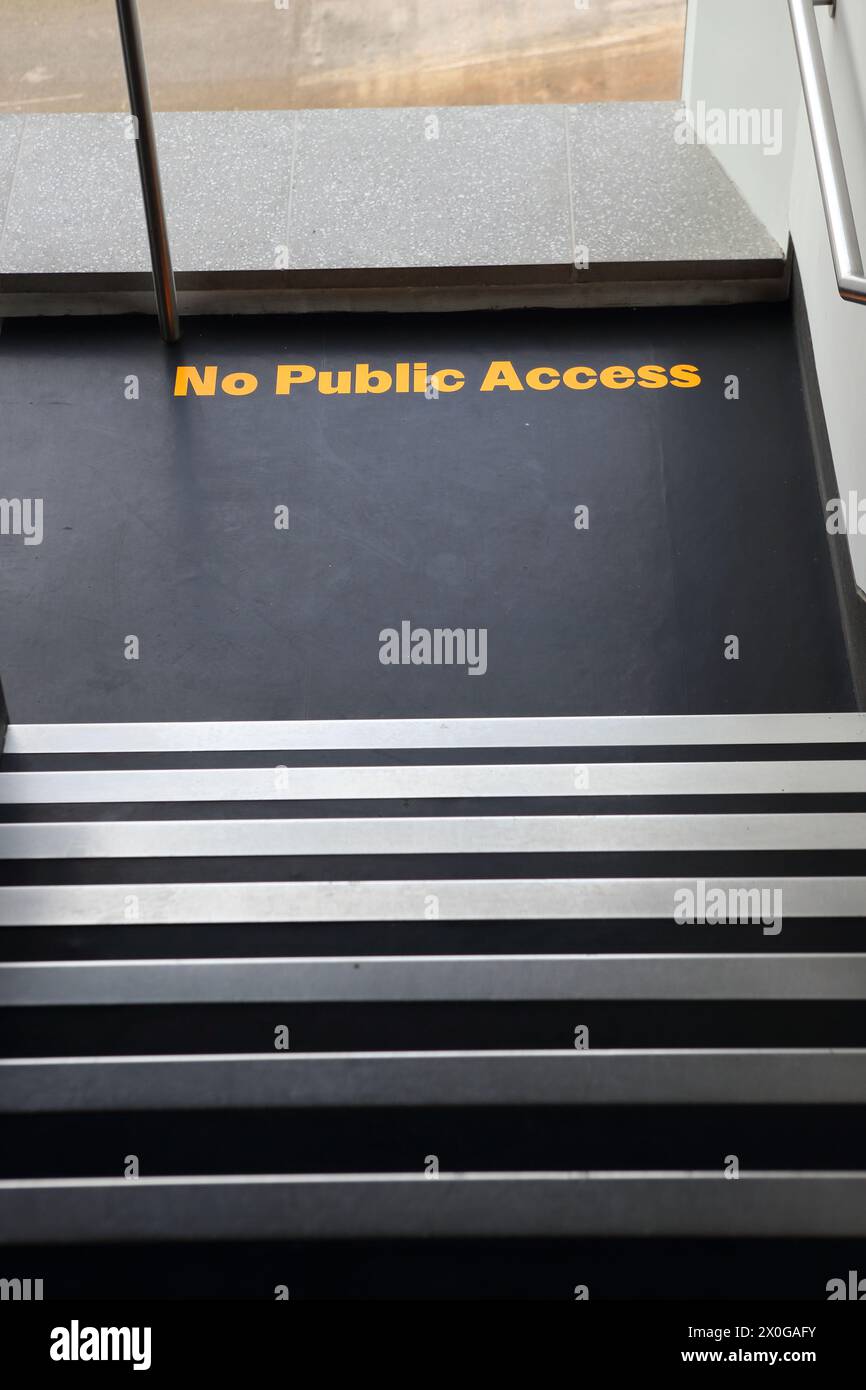 No public access sign on floor at foot of stairs Towner Art Gallery ...