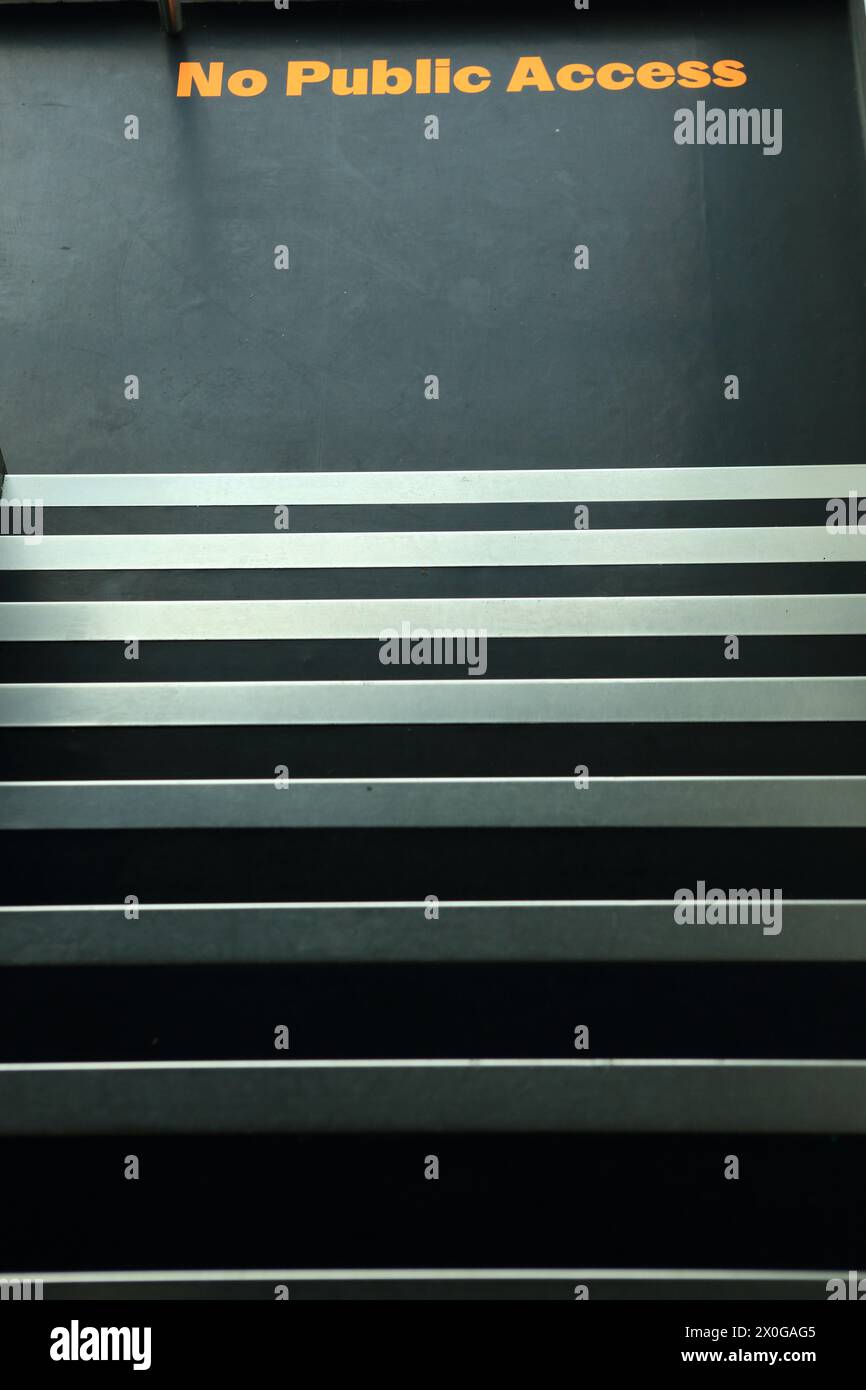 No public access sign on floor at foot of stairs Towner Art Gallery ...