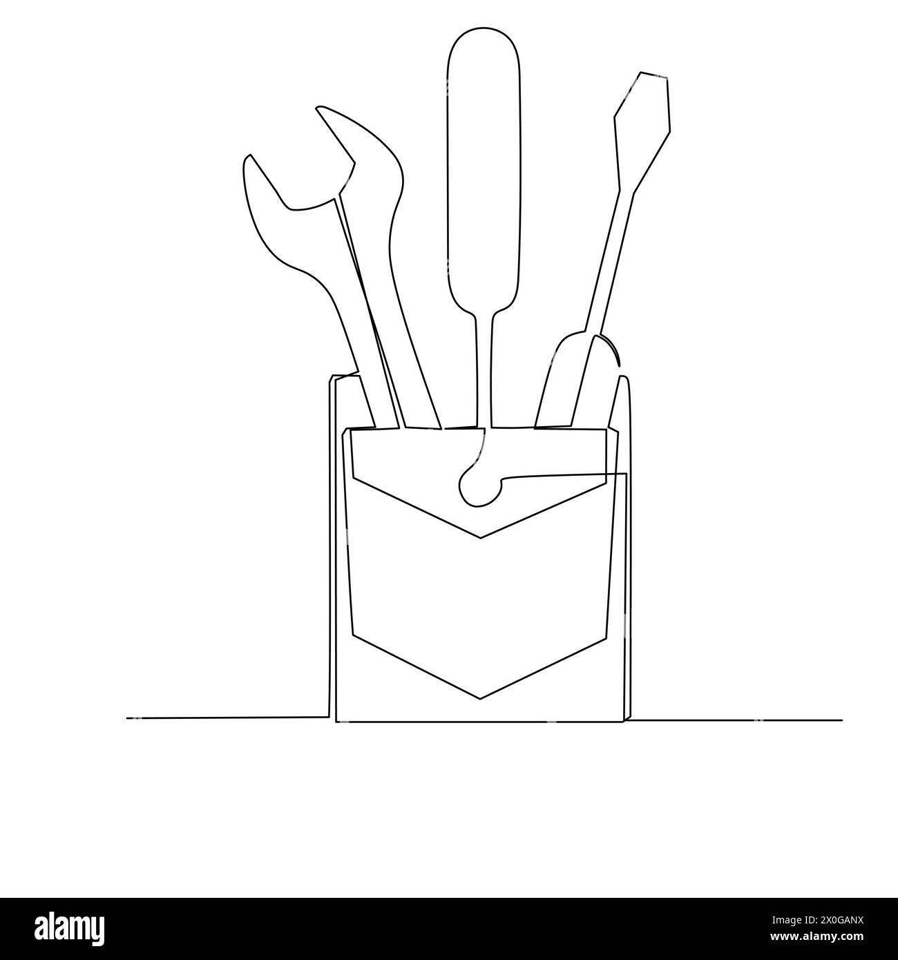Work tools illustration hand Black and White Stock Photos & Images - Alamy