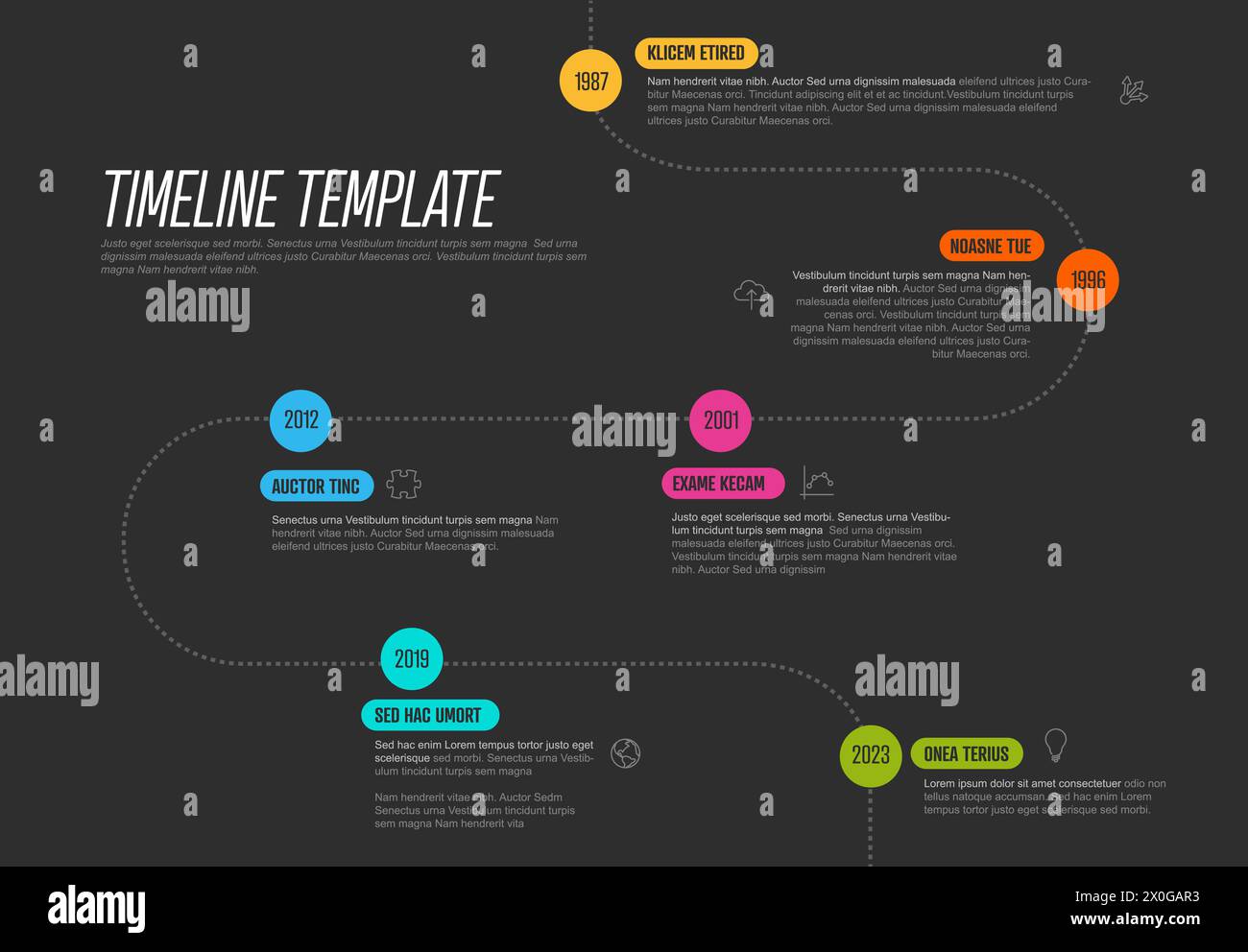 Vector Infographic Company Milestones curved Timeline Template with ...