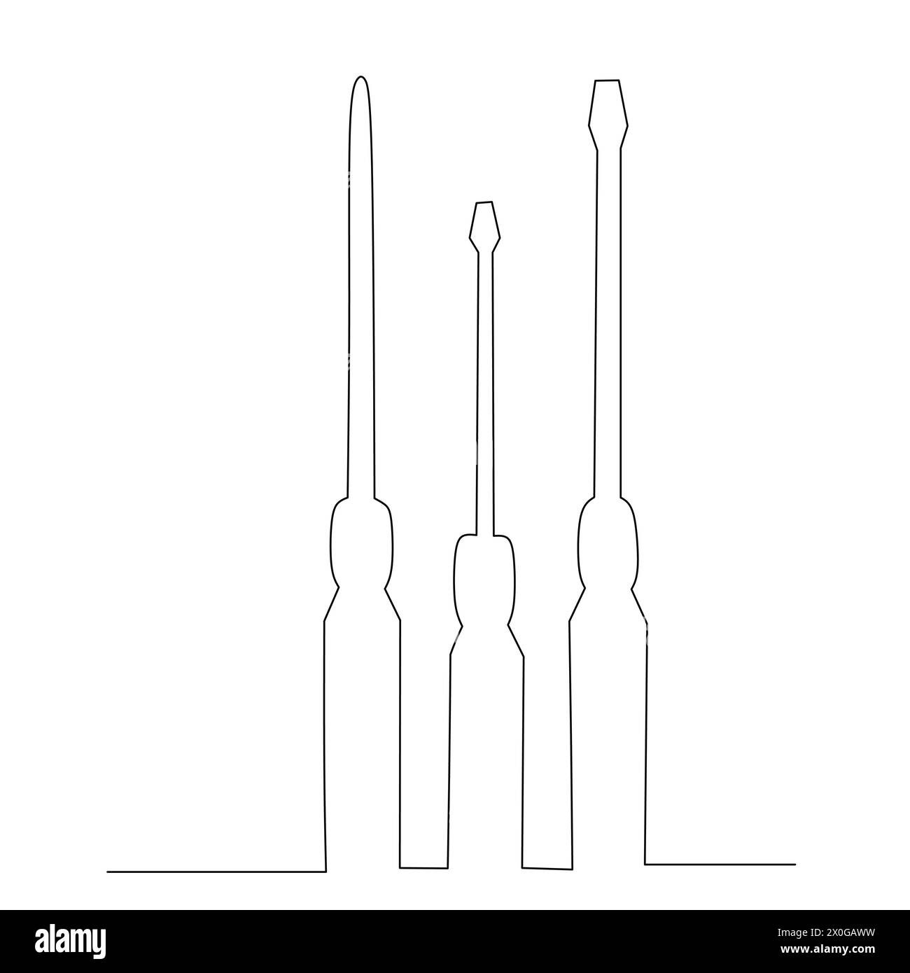 set of screw drivers. flat head and Phillips screwdriver. Industrial ...