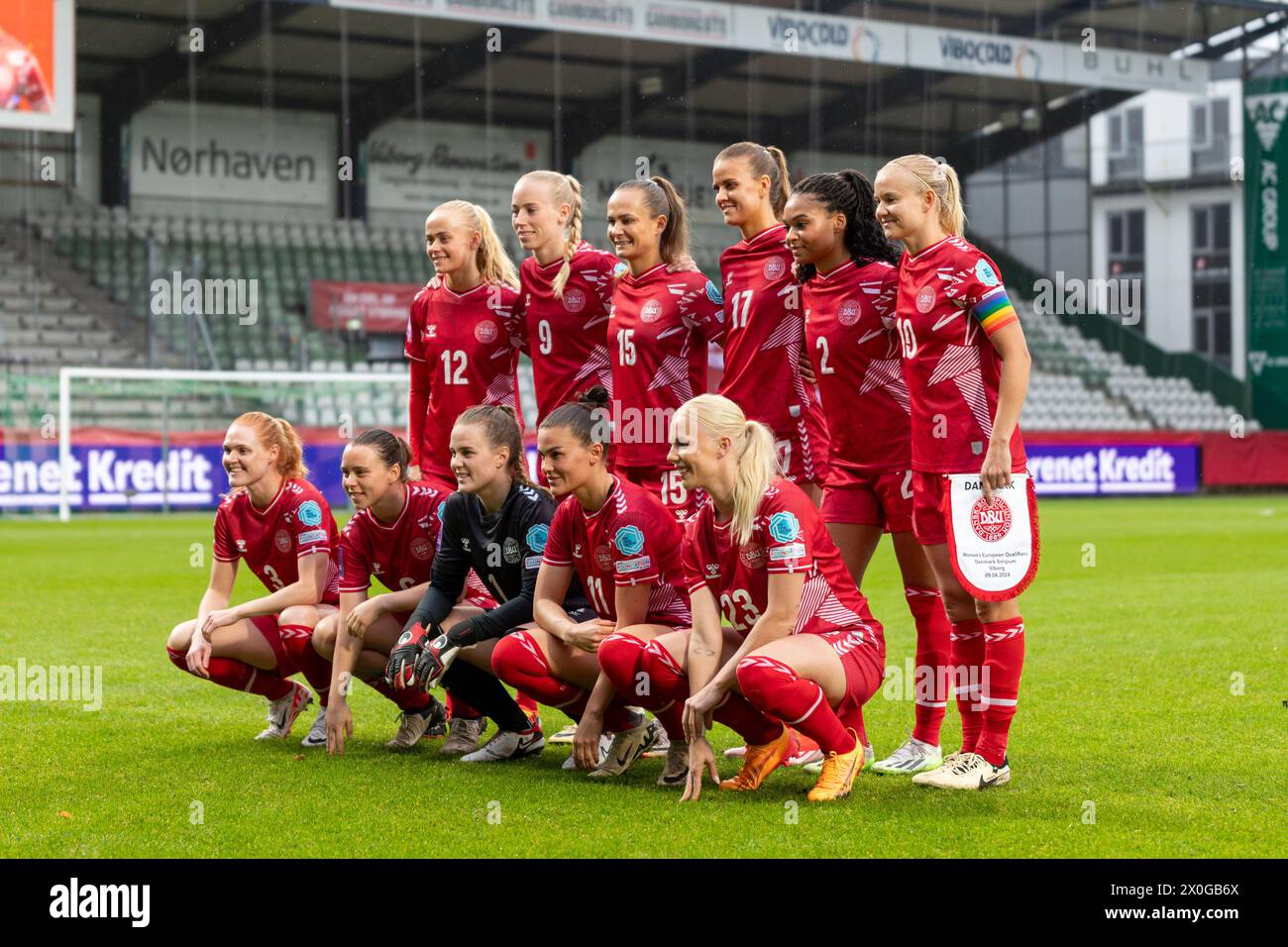 Viborg, Denmark, April 9th 2024 Denmark's team photo before the Women's ...