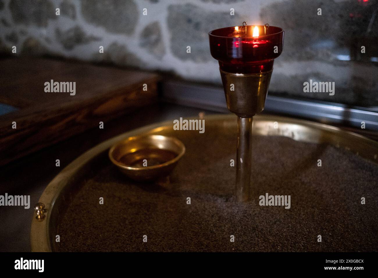 Candle in the Aghia Triada Monastery Meteora region, a geological ...