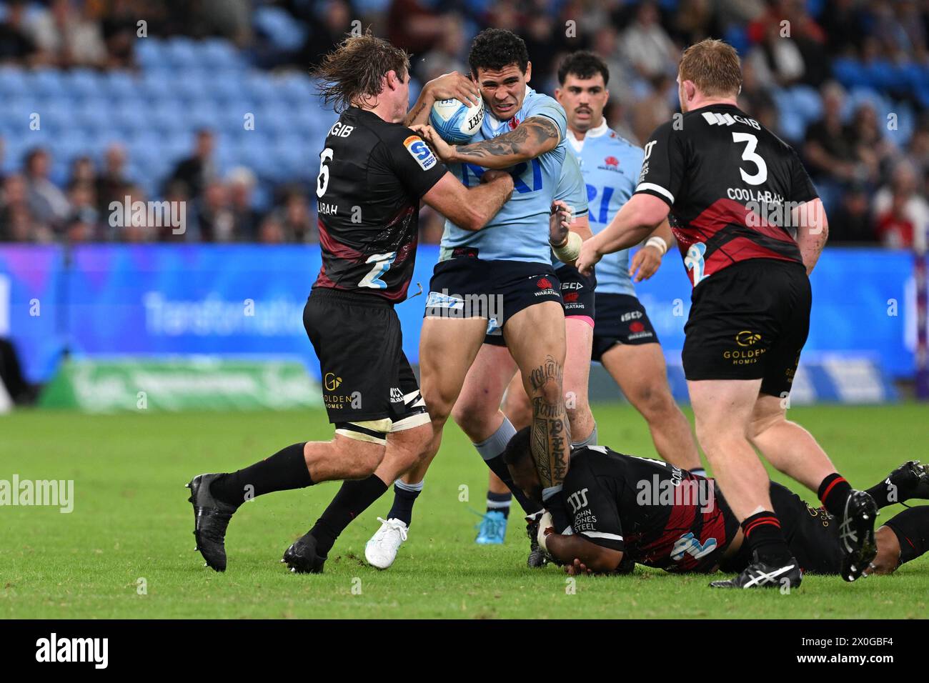 Sydney, Australia. 12th Apr, 2024. Izaia Perese of the Waratahs is ...