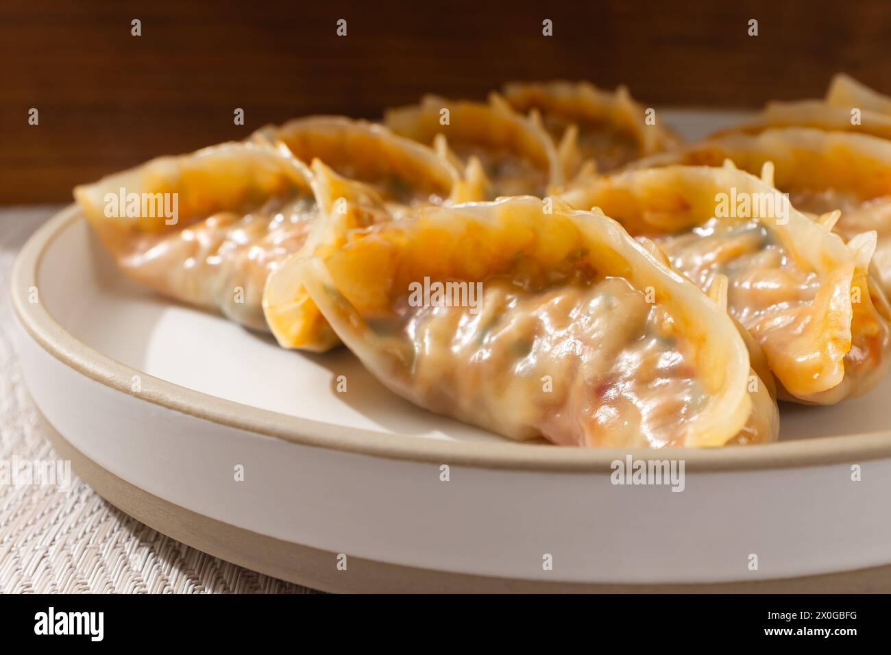 Kimchi dumplings made with kimchi Stock Photo - Alamy