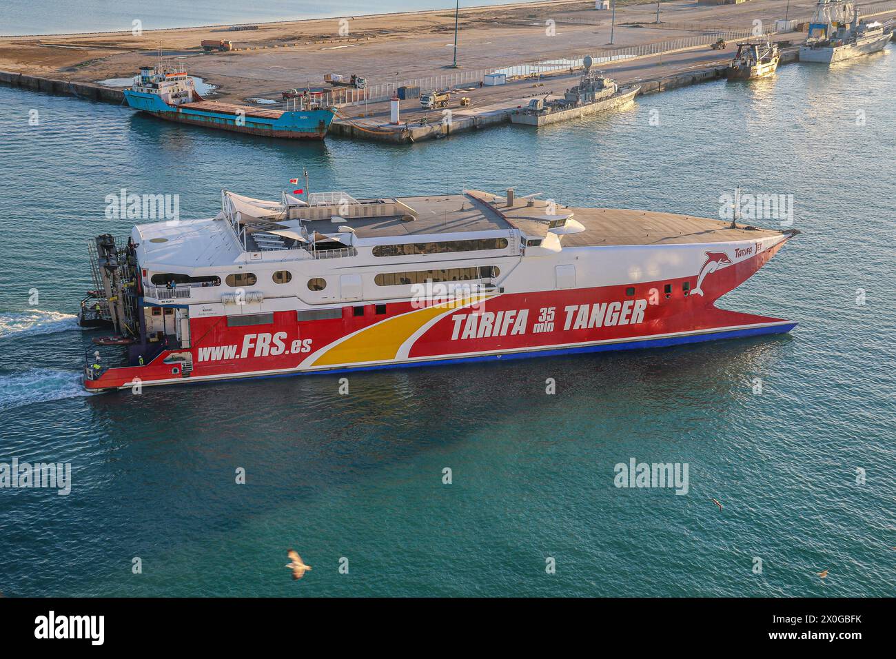 HSC TARIFA JET fast catamaran Ro Ro in Tangier port after crossing ...