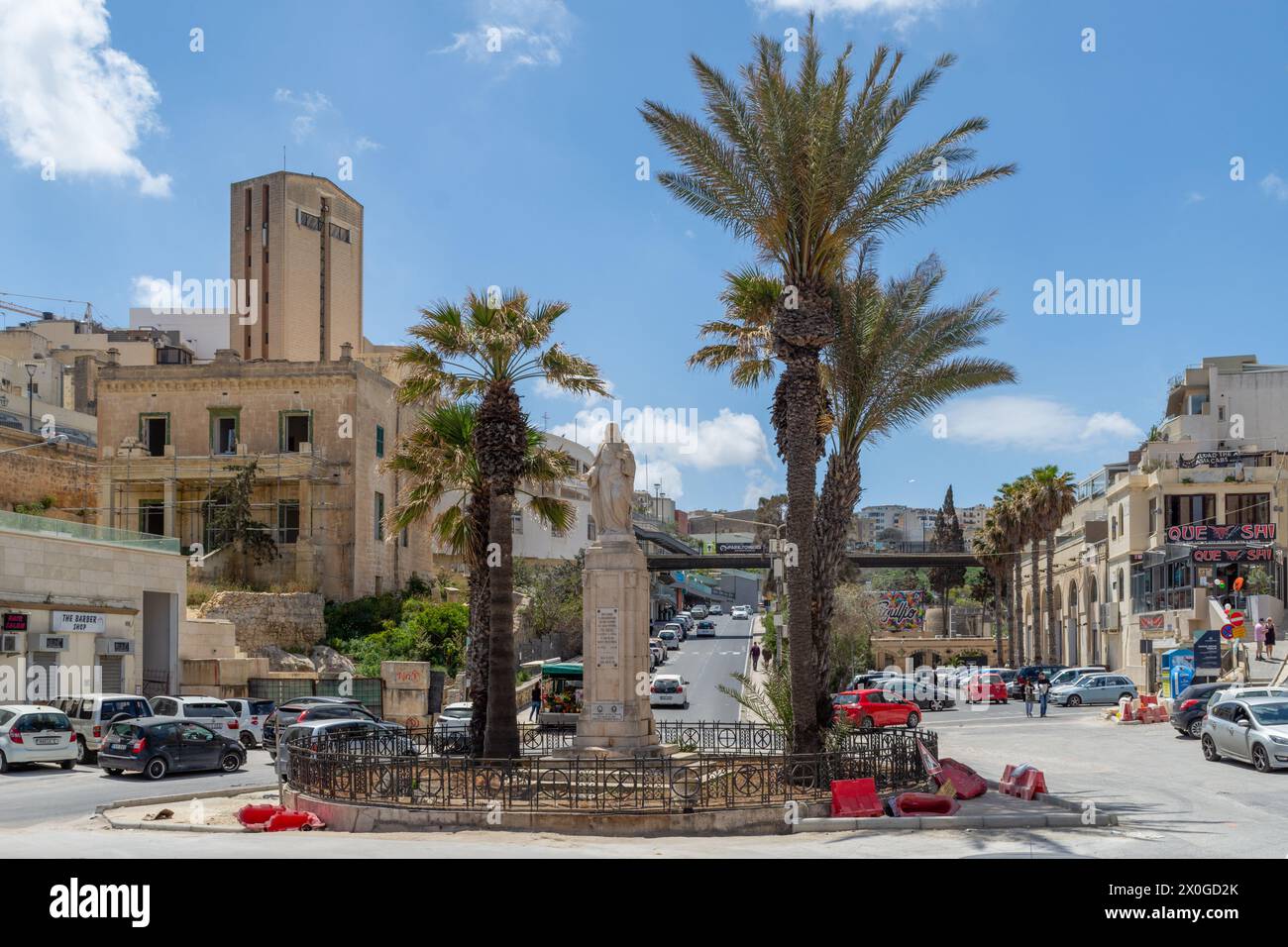 Spinola Bay, Malta - May 5th 2019: The Statue of the Sacred Heart of ...