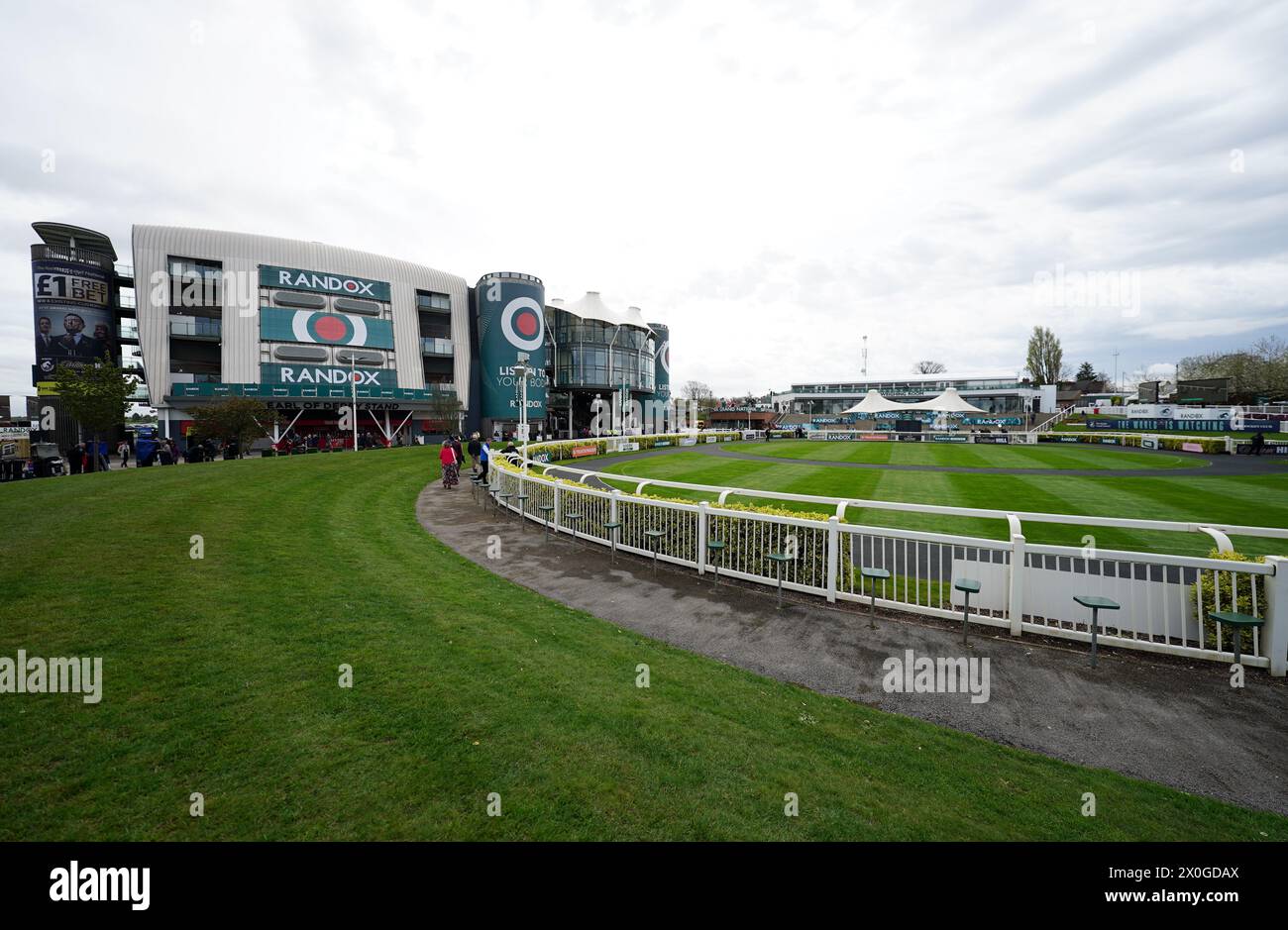 A general view of Randox branding on the Earl of Derby stand near the ...
