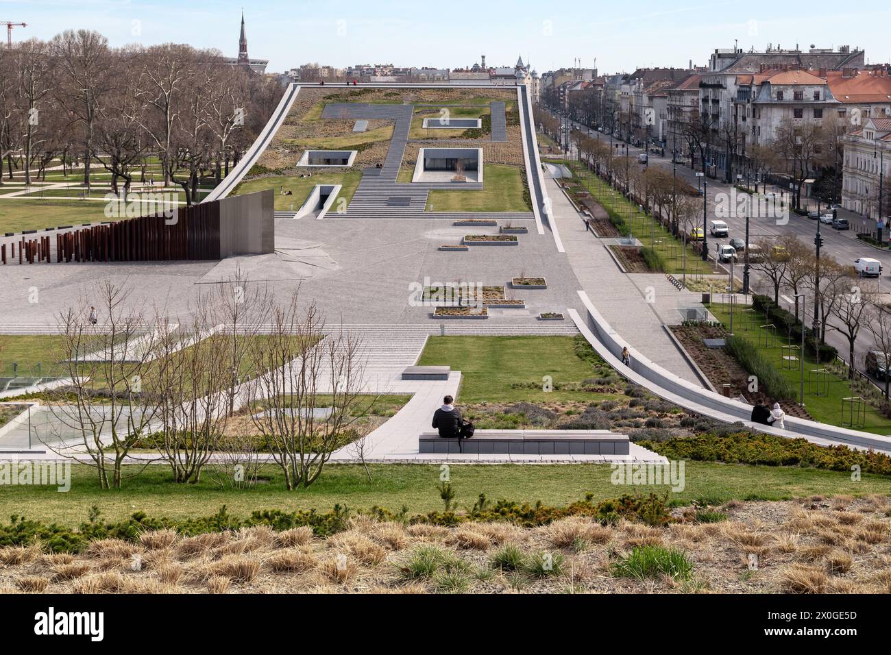 BUDAPEST, HUNGARY - MARTH 13, 2023: This is a view of the concave green ...