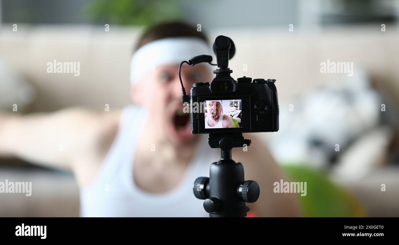 Professional Digital Camera Record Screaming Man Stock Photo - Alamy