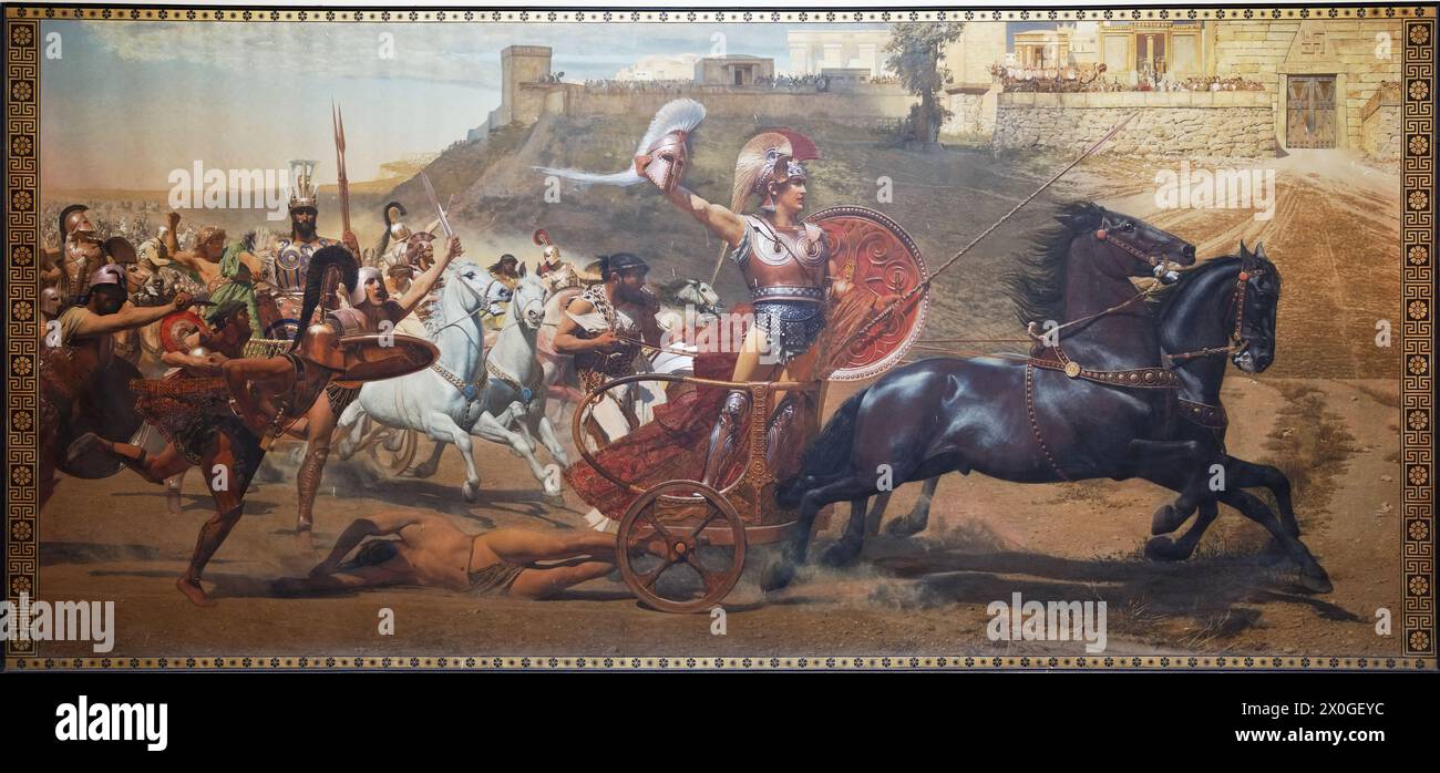 The Triumph of Achilles, fresco by Franz von Matsch in the Achilleion ...