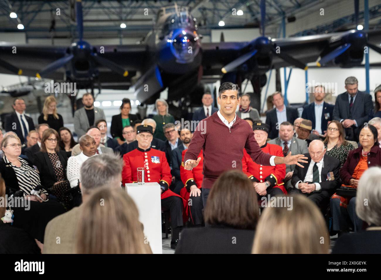 Prime Minister Rishi Sunak during a Q&A event at the RAF Museum in ...
