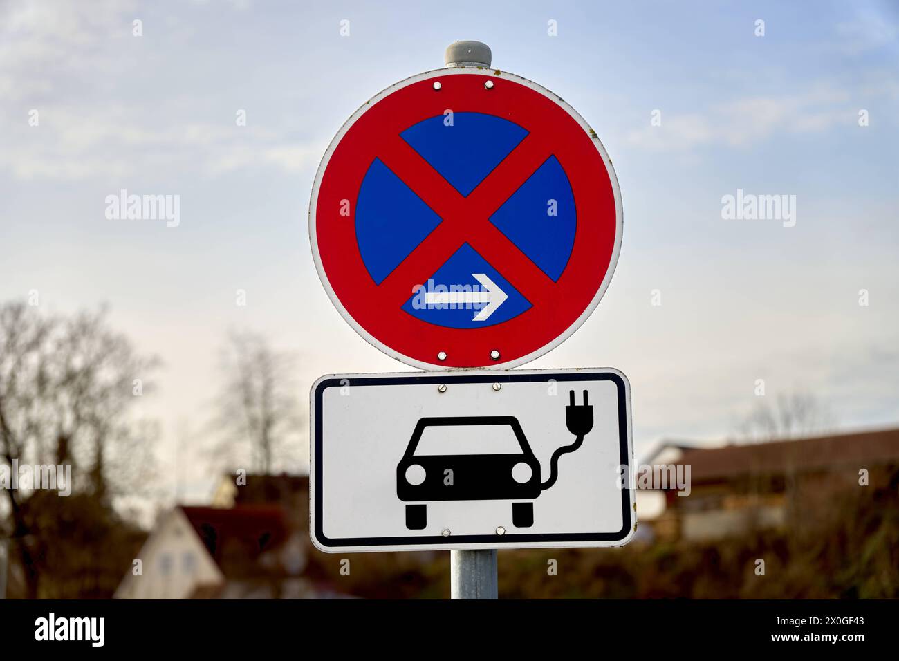 12 April 2024: No parking sign for electric cars. PHOTOMONTAGE ...