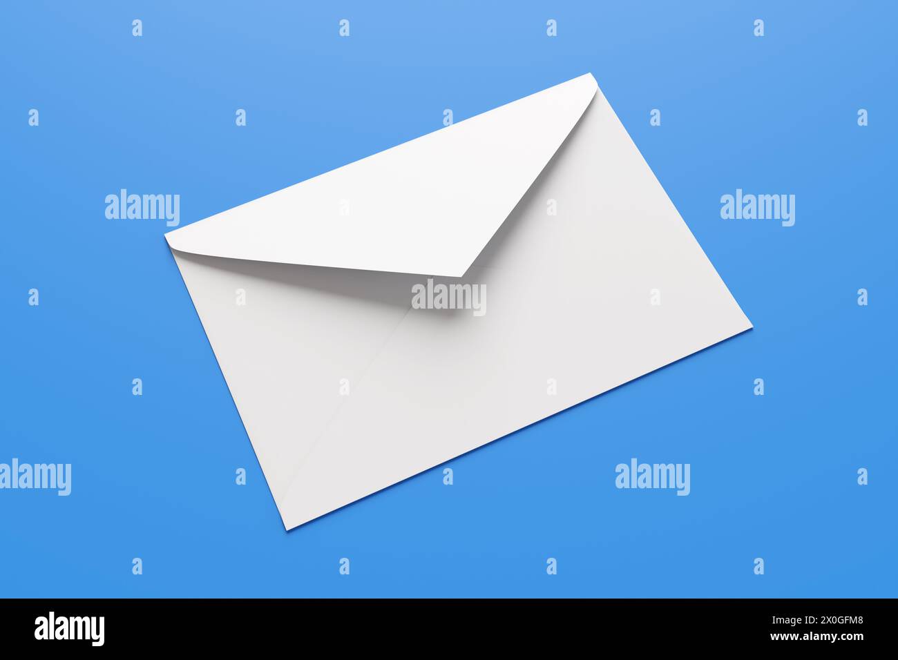 Plain white envelope on blue background. Illustration of the concept of ...