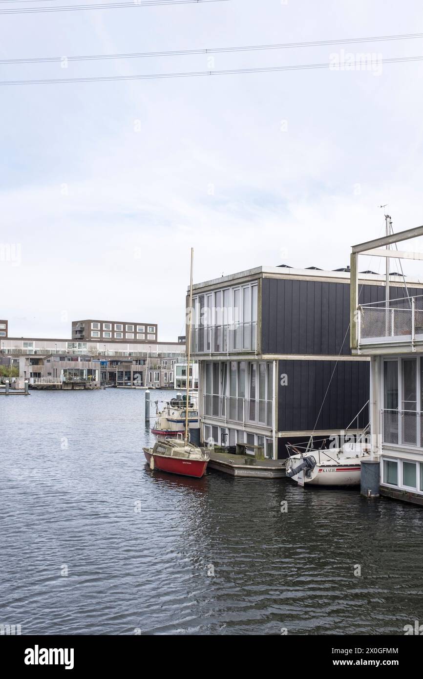 Floating homes and houses in the Waterbuurt (Water District) of Ijburg ...