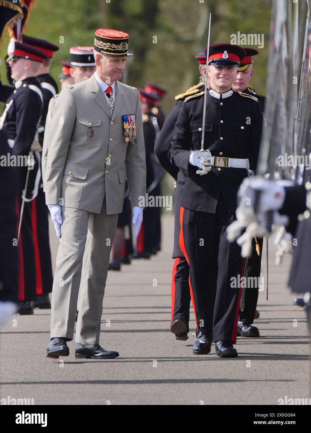 The head of the French army General d'armee Pierre Schill inspects the ...