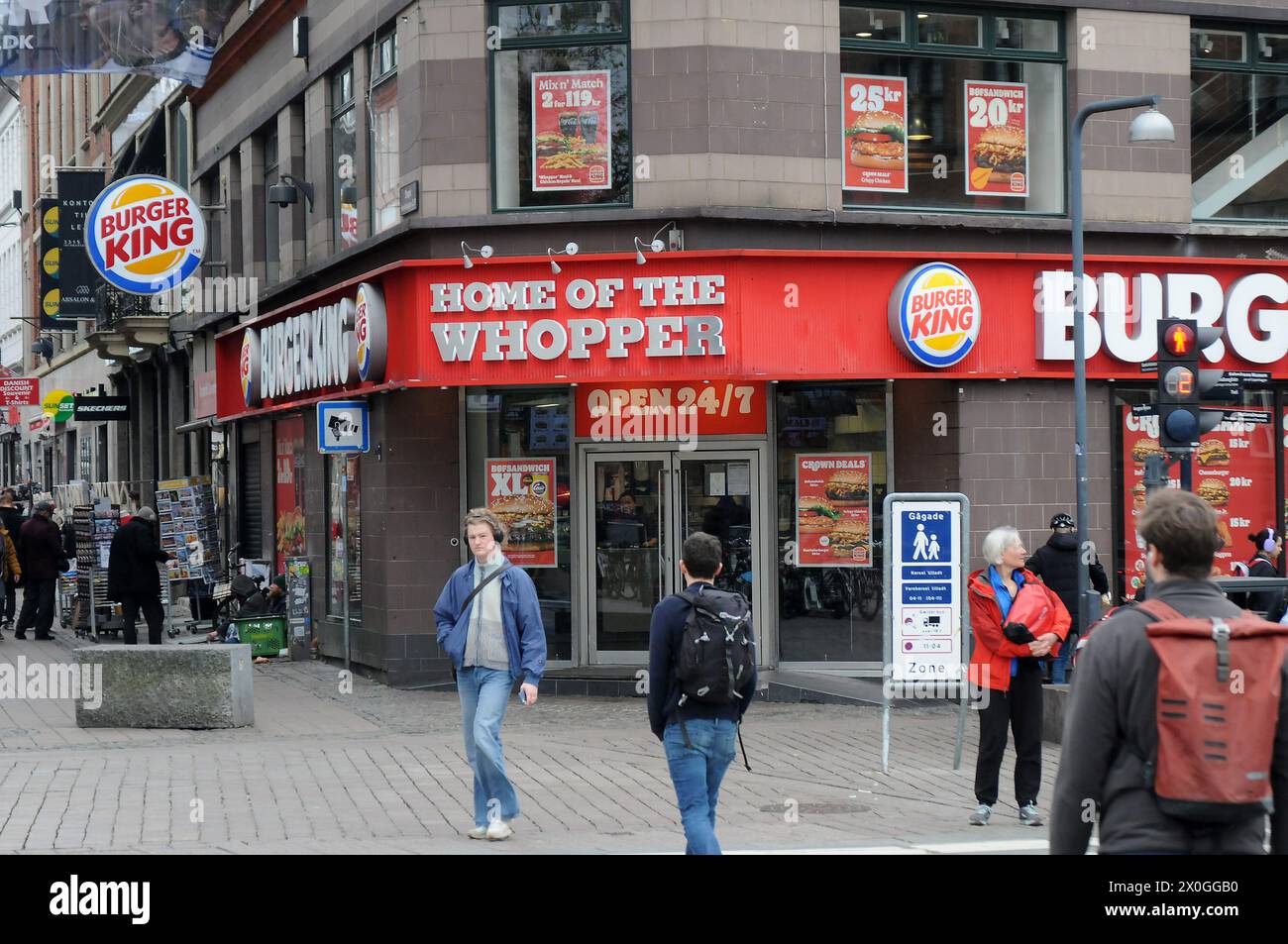 Copenhagen, Denmark /12 april 2024/. Fast food american food chain burger king restaurant on ...