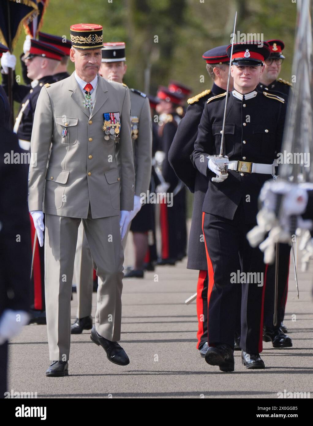 The head of the French army General d'armee Pierre Schill inspects the ...