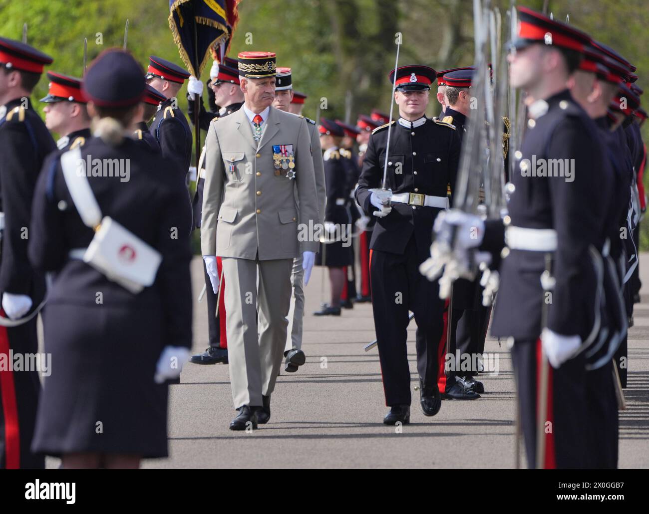 The head of the French army General d'armee Pierre Schill inspects the ...