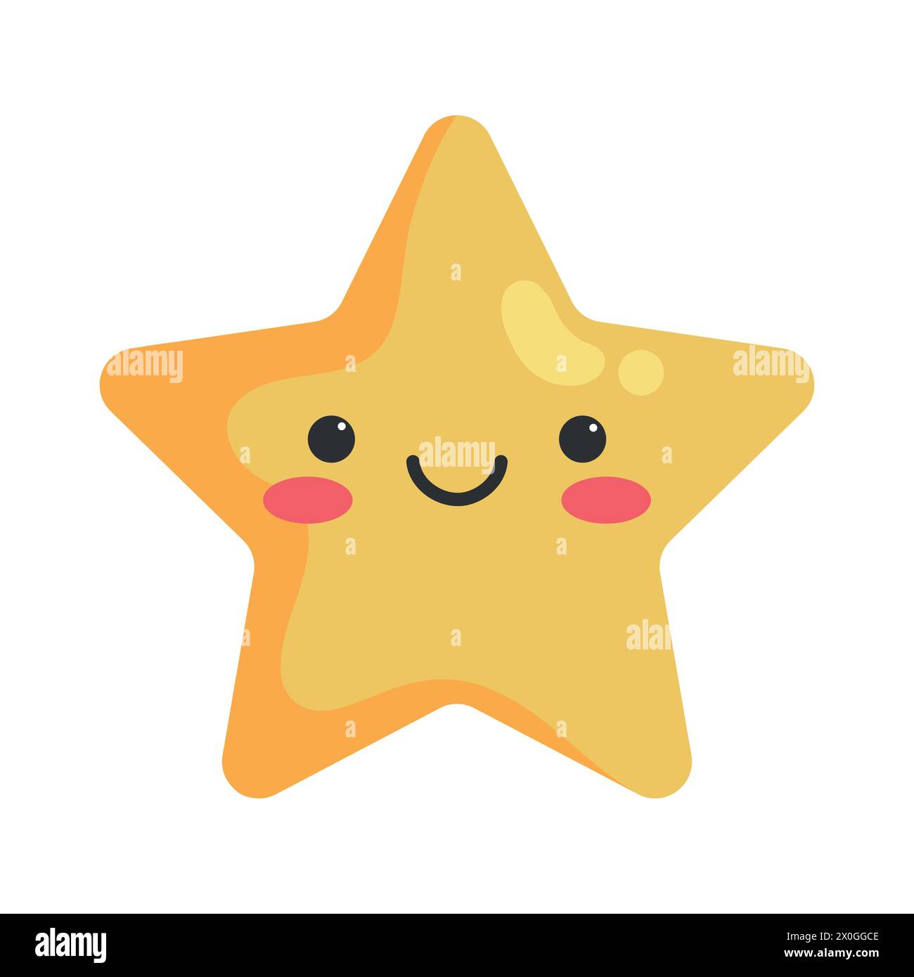 Cute cartoon smiling star character. Childish style. Moon icon. Vector ...