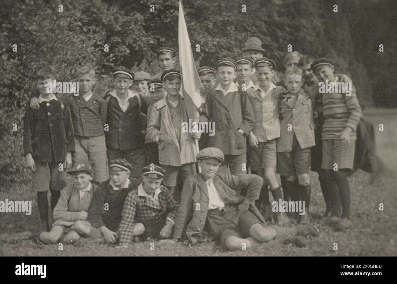 Summer excursion of a school class of 19 boys of about 12 years and ...