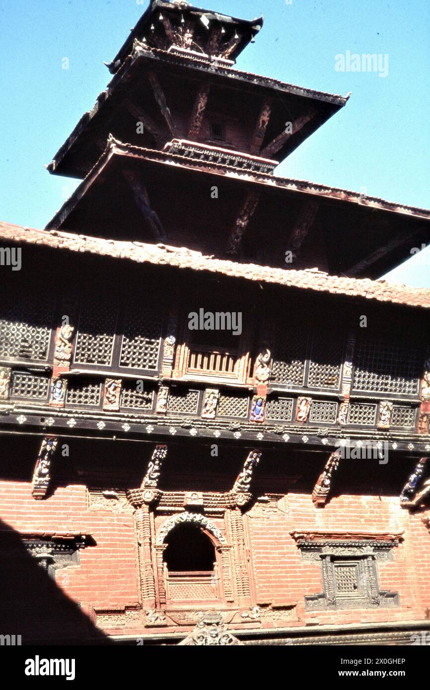 Royal palace with tower above the Taleju sanctuary in Patan. [automated ...