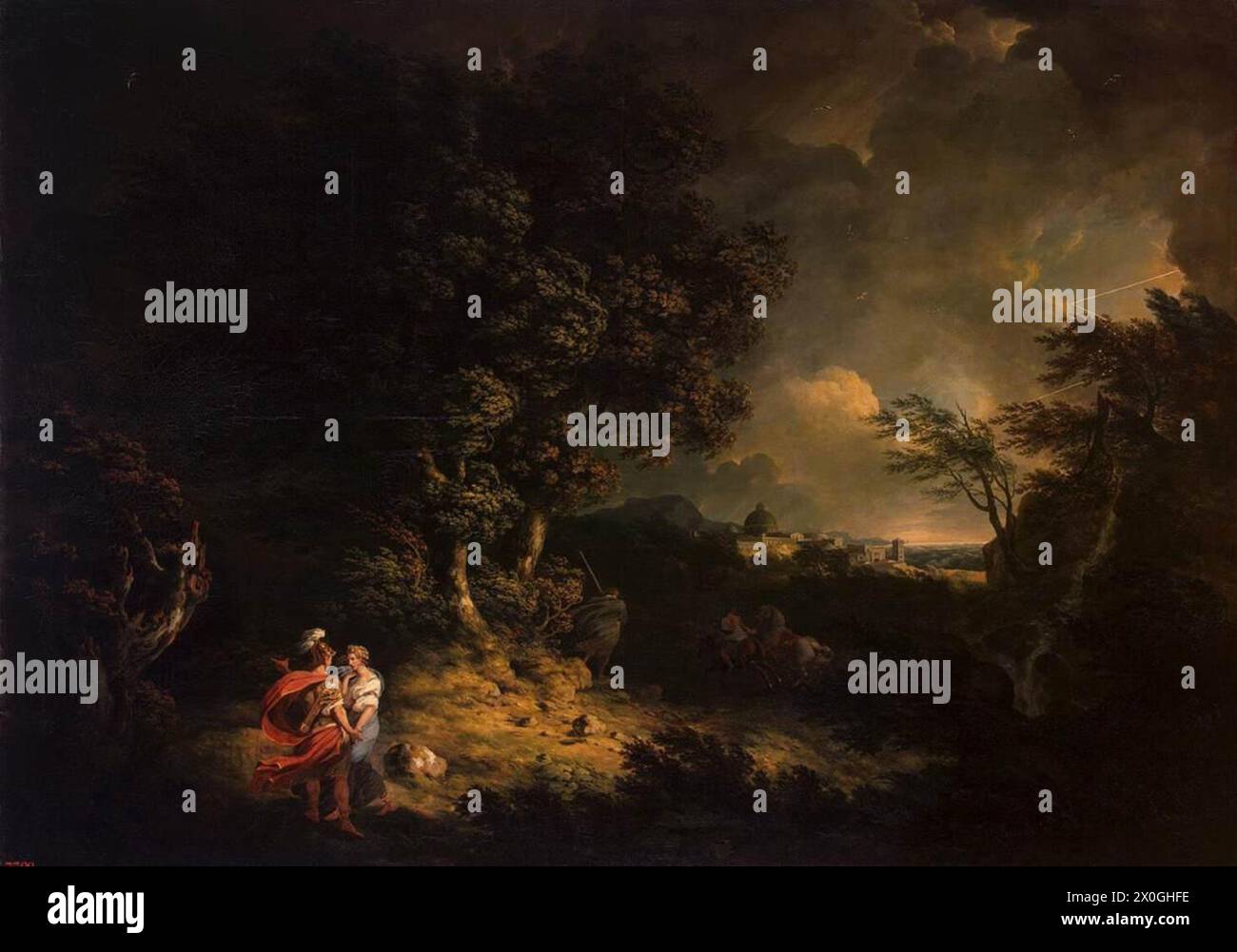 Landscape with Dido and Aeneas, by Thomas Jones (1769 Stock Photo - Alamy