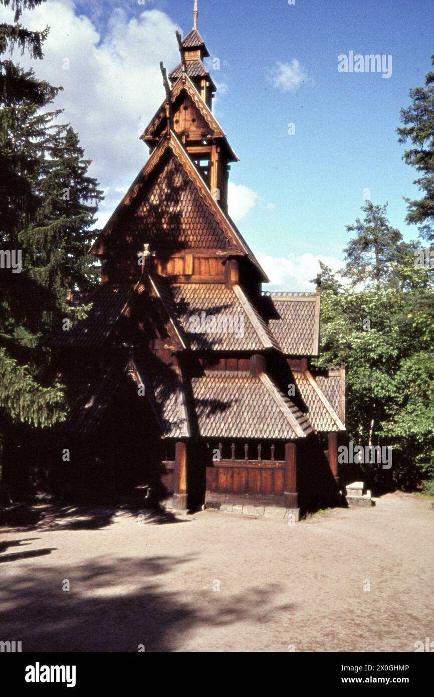 The stave church of Hallingdal in the Norwegian Folk Museum in Oslo ...