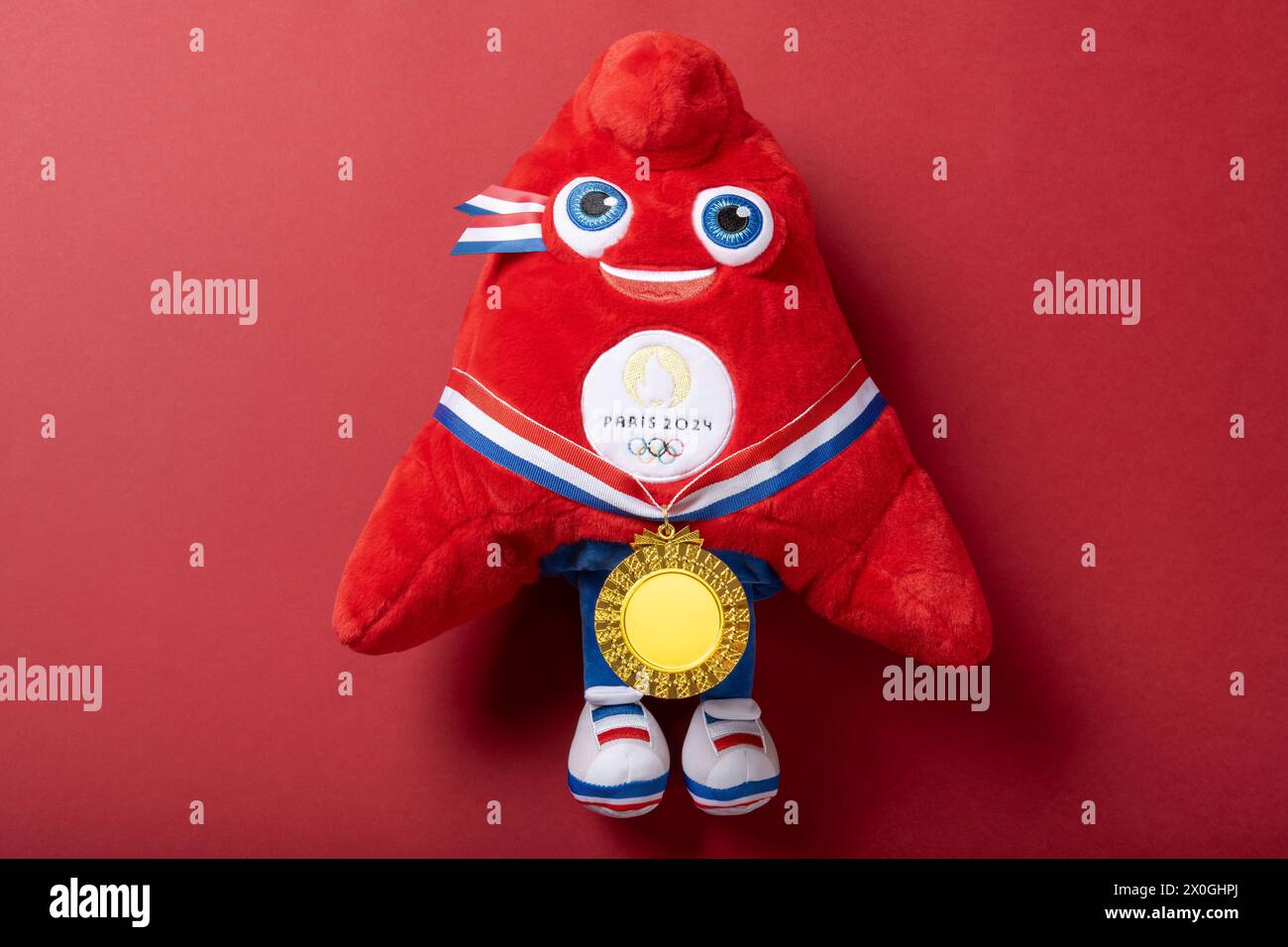 ZHONGSHAN China-April 11 2024:Paris Olympic Games 2024 mascot the ...