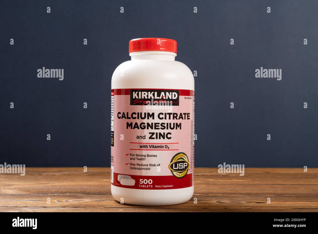 ZhongShan China-February 29 2024:bottle of Kirkland calcium citrate ...