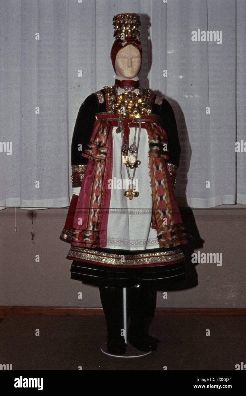 A traditional Norwegian costume in the Norwegian Folk Museum in Oslo ...