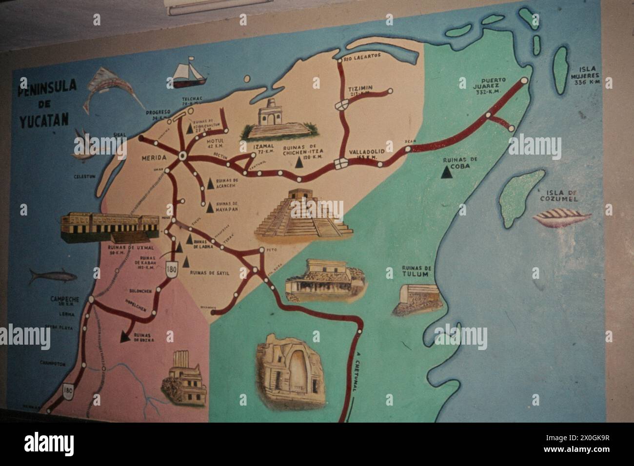 Yucatan peninsula map hi-res stock photography and images - Alamy