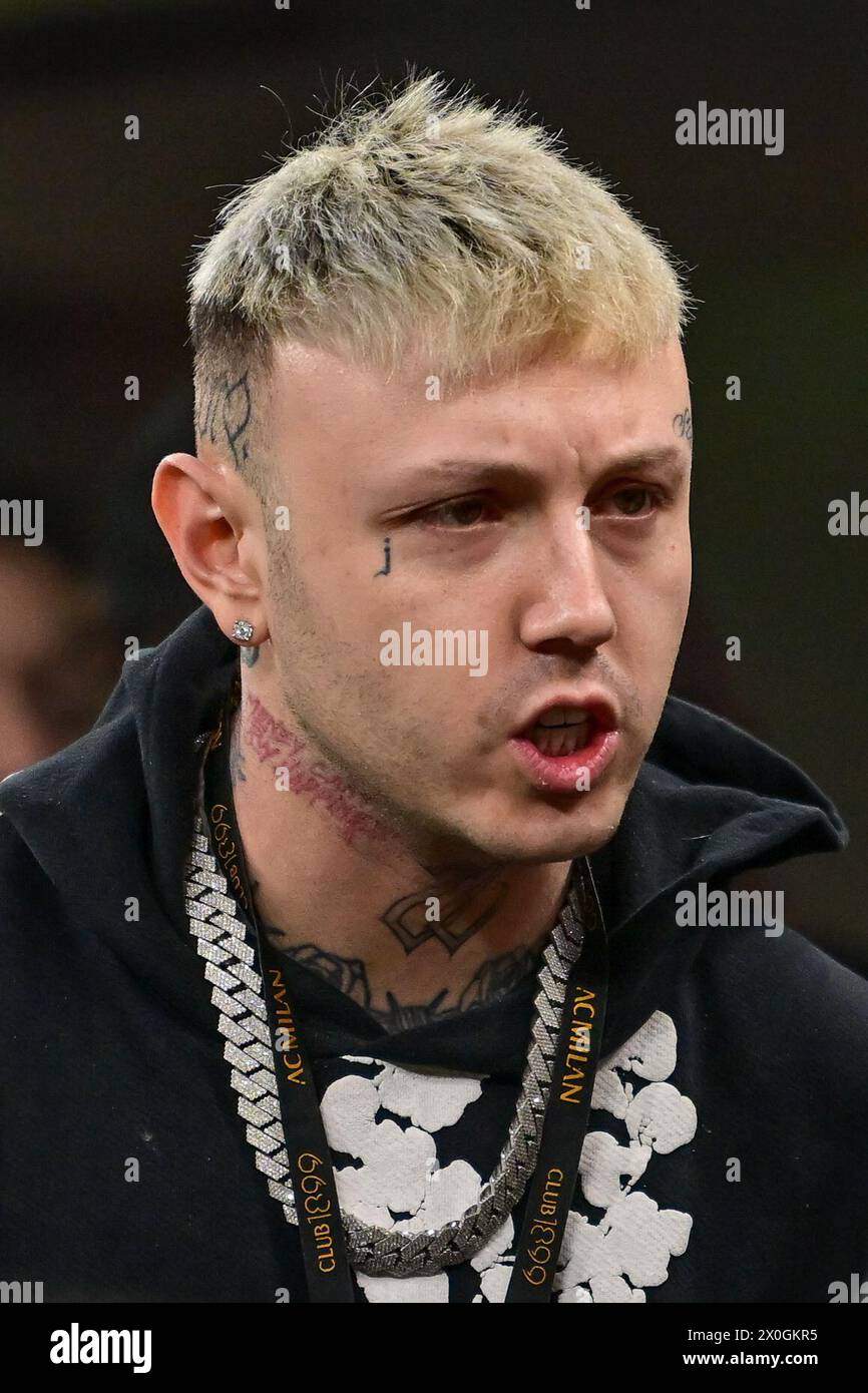 Milano, Italy. 11th Apr, 2024. The Italian rapper Jacopo Lazzarini a.k ...