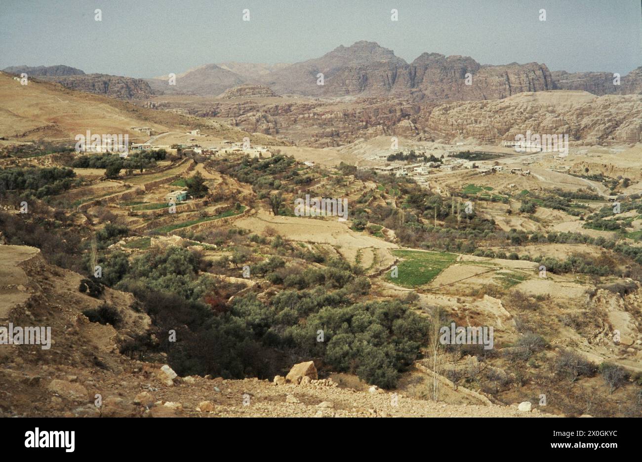 View of the Wadi Musa valley in Jordan. [automated translation] Stock ...