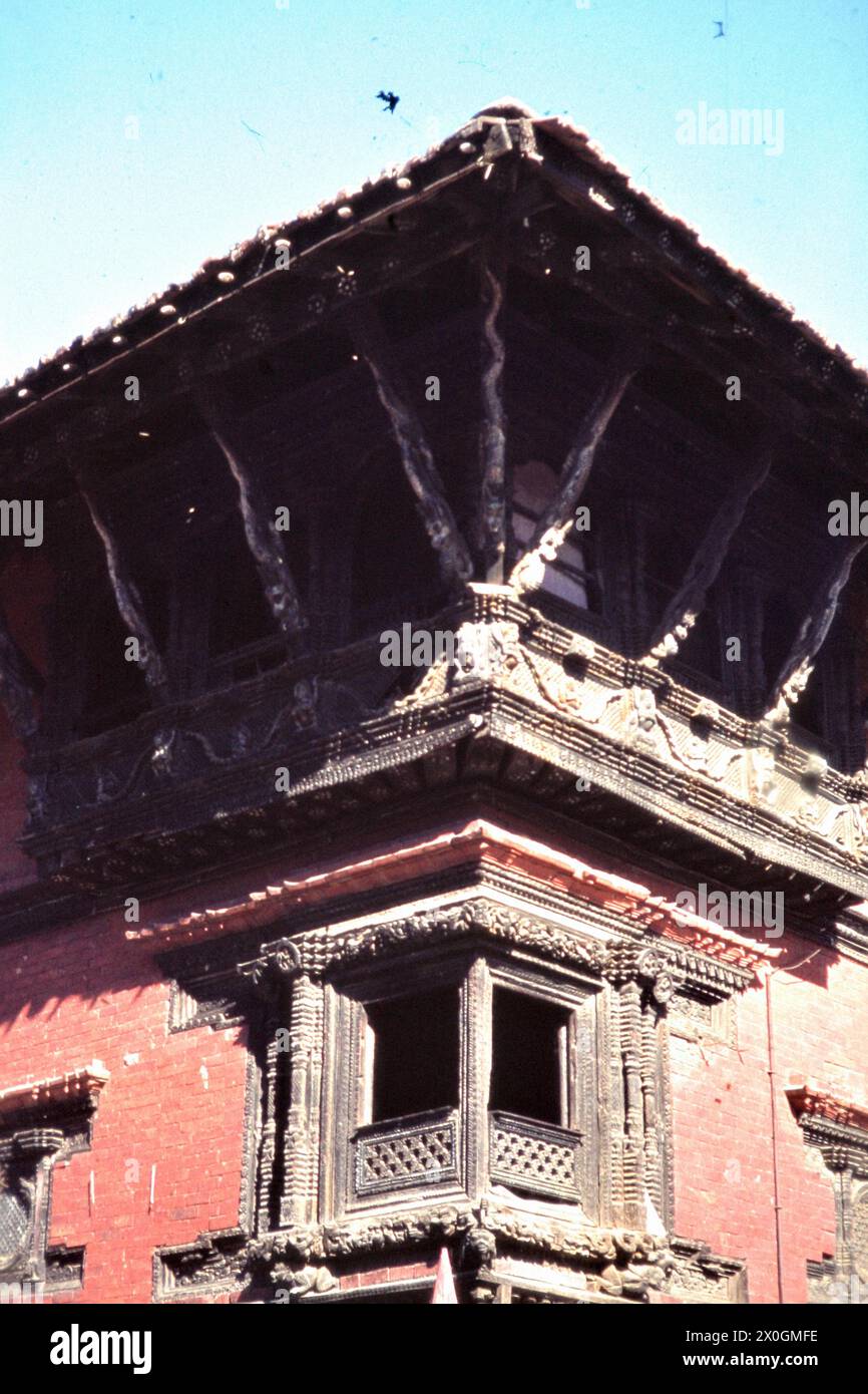 Wood carved bay window and wood carved roof at the royal palace in ...