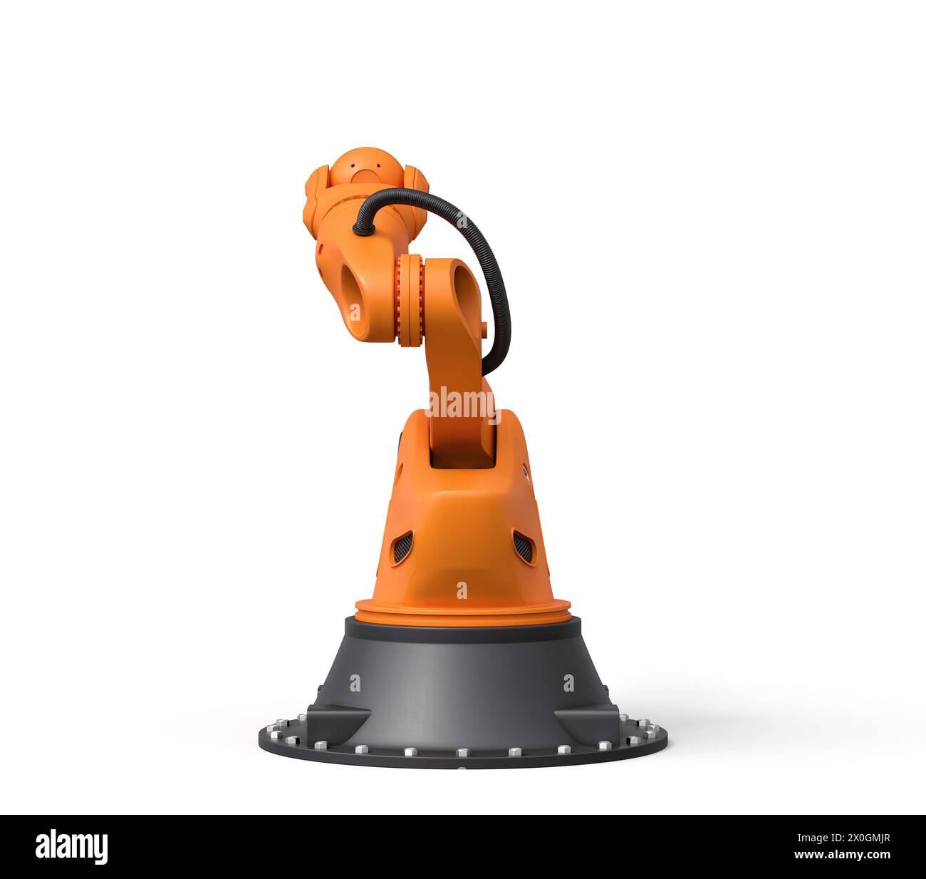3d rendering of orange robotic arm isolated on white background Stock ...