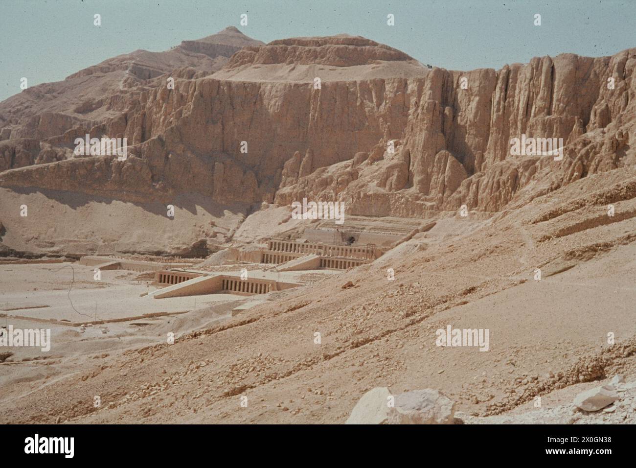 View from the ascent to the temple of Hatshepsut to the Valley of the ...