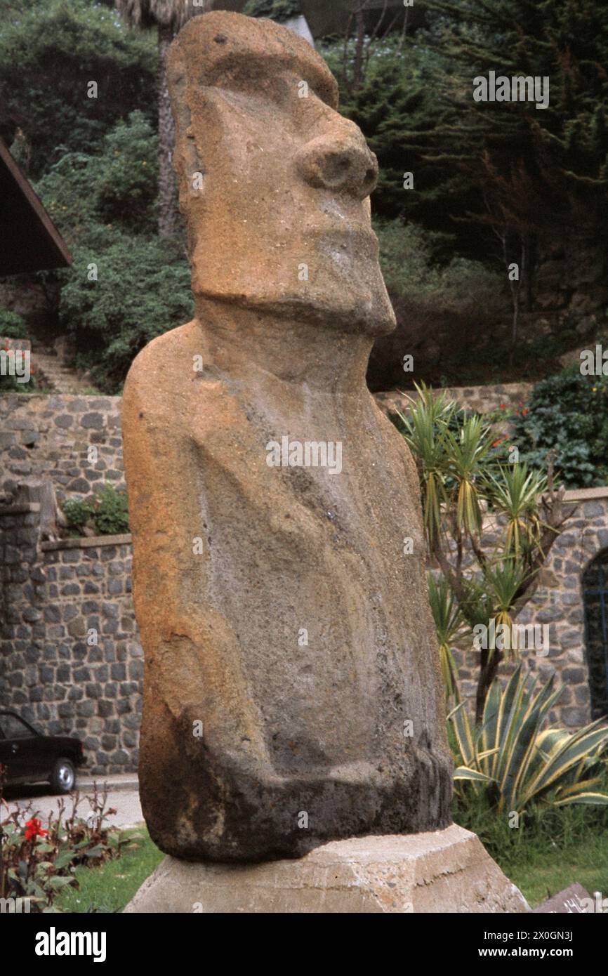 A Moai figure from Easter Island in Vina del Mar. [automated ...