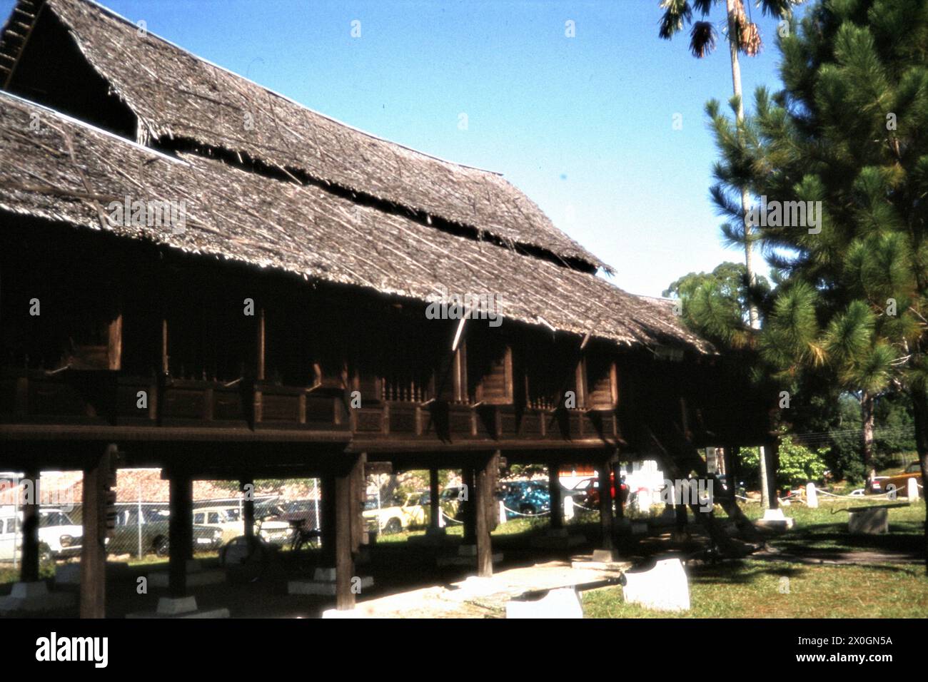 The wooden Malaysian model house, in typical old Malaysian style ...