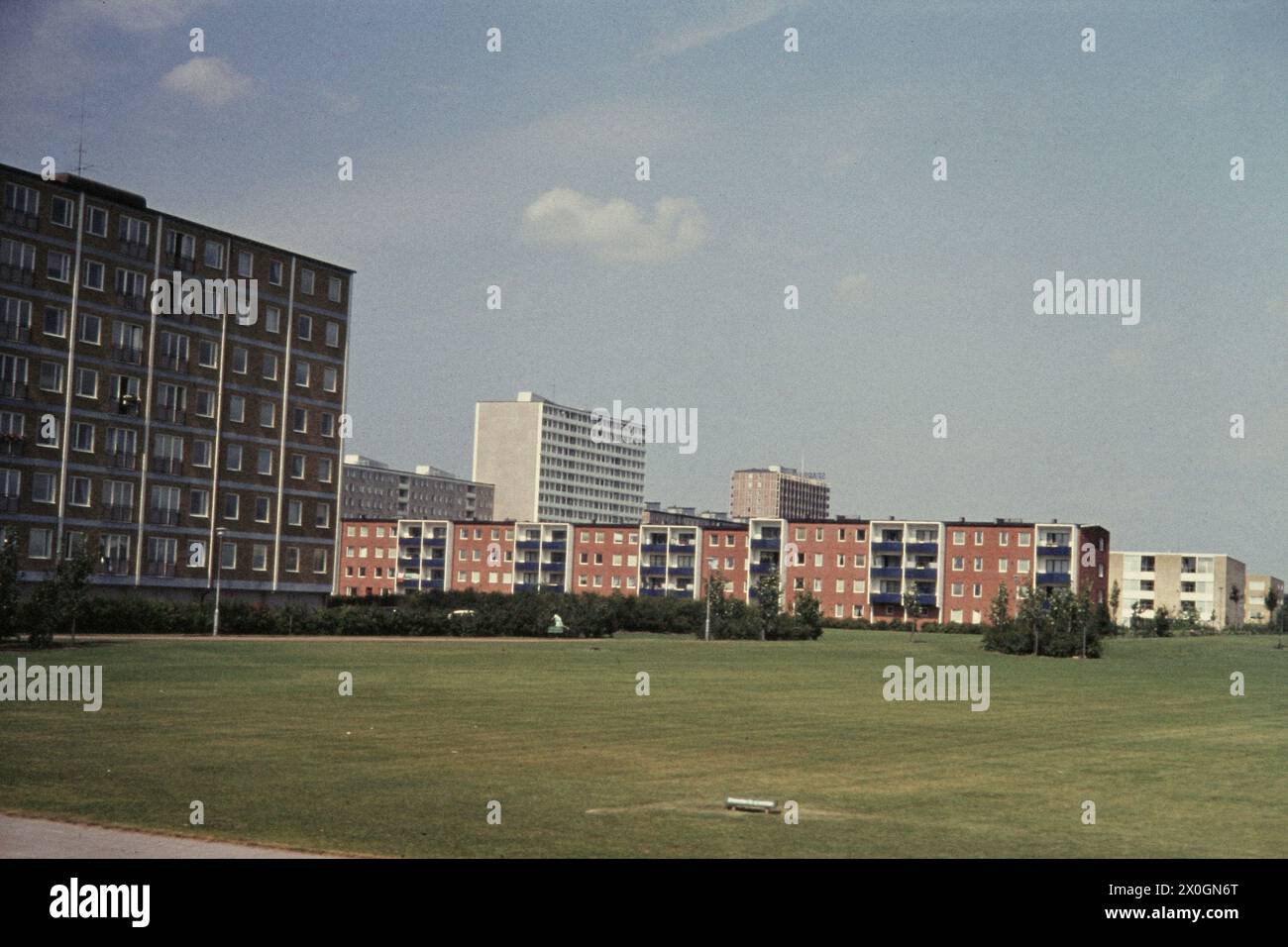 Modern high-rise buildings next to a green area in Malmö. [automated ...