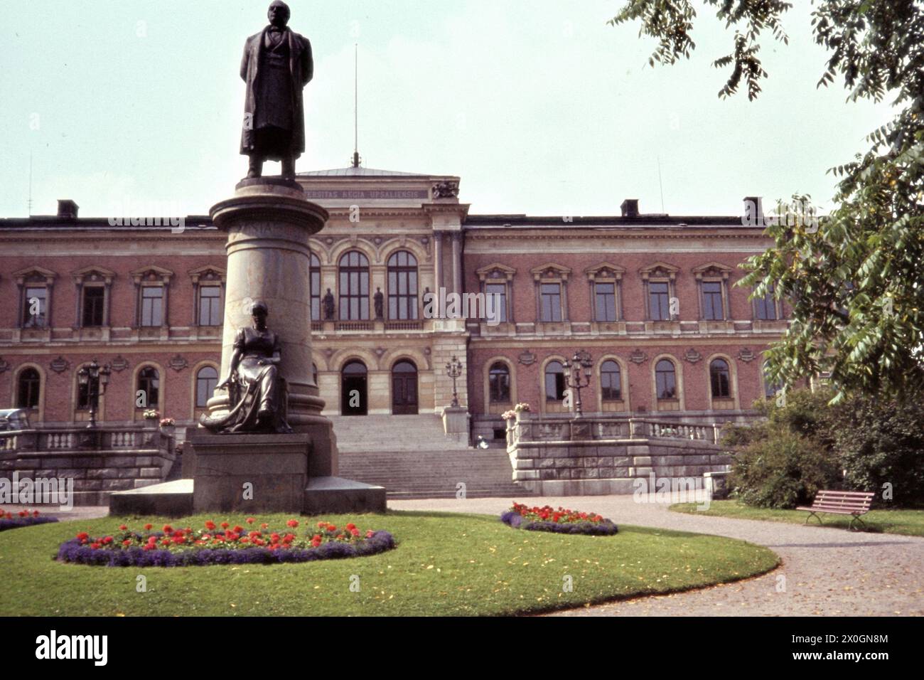 A statue in the garden in front of Uppsala University (Universitas ...