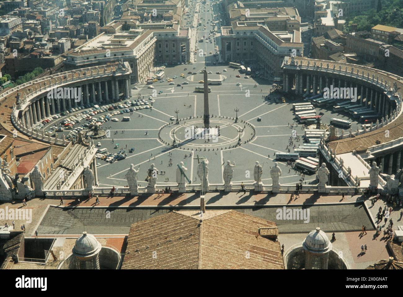 View from the dome of the St. Peter's Basilica on St. Peter's Square ...