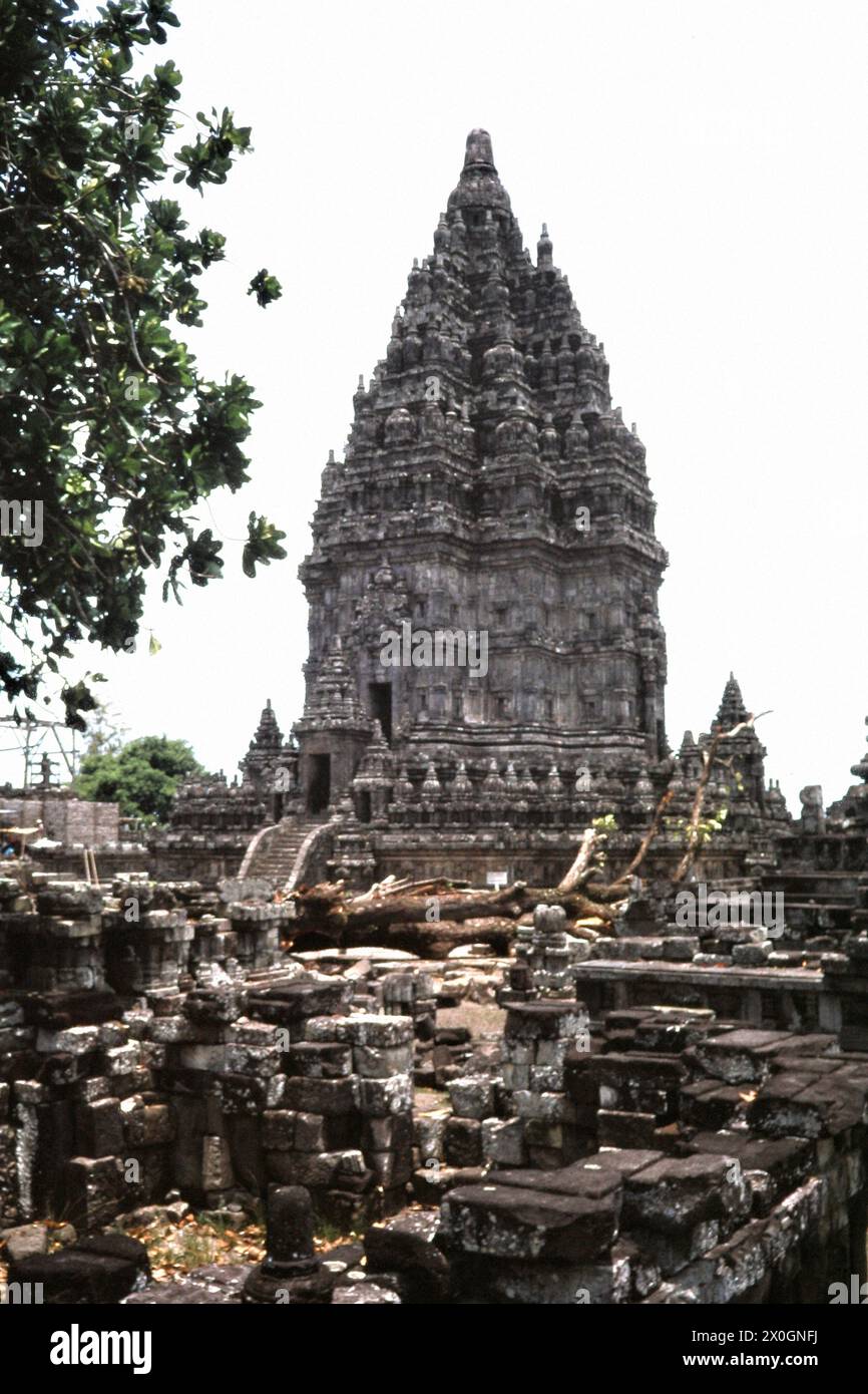 The main temple of the Prambanan temple complex surrounded by ruins ...