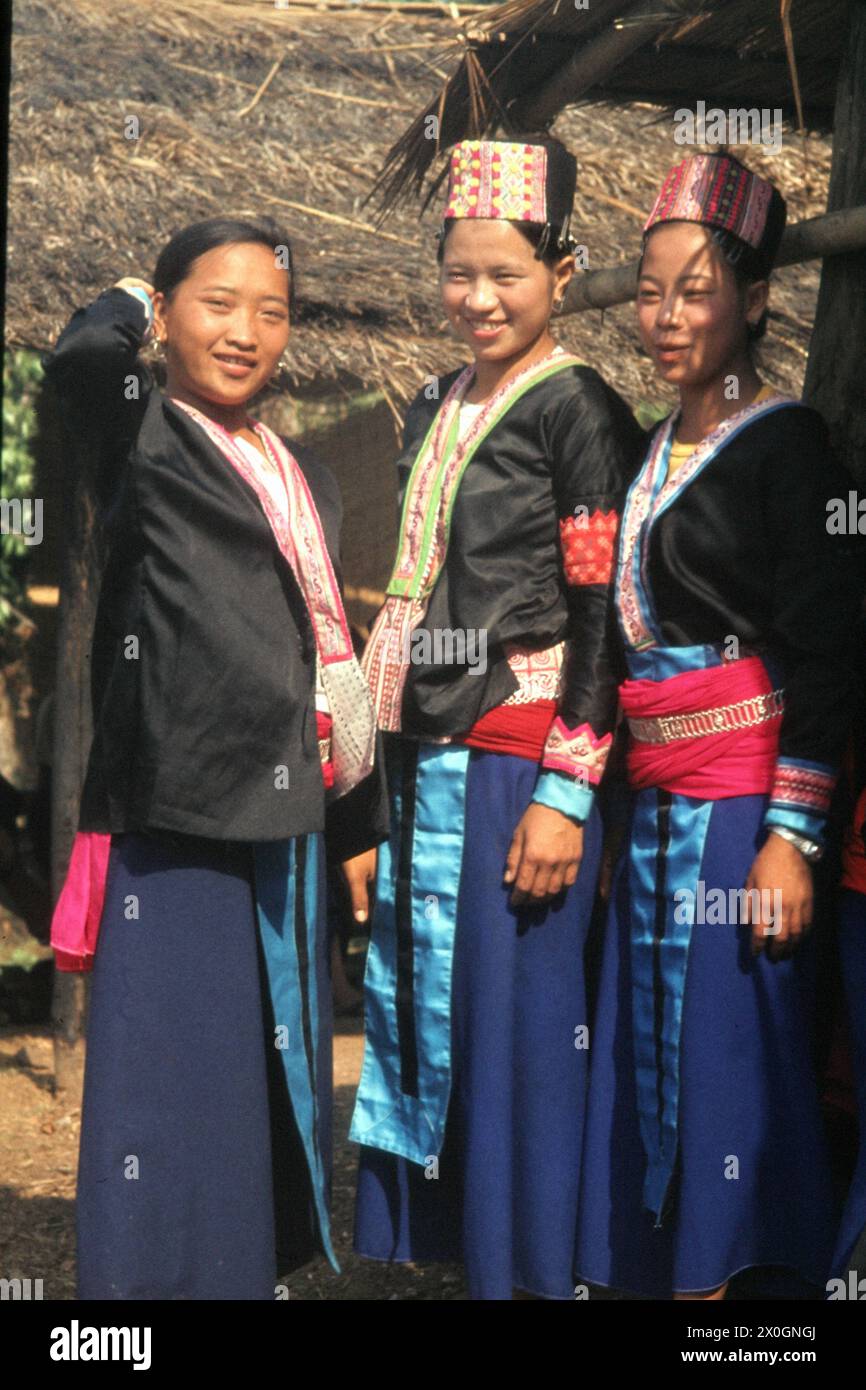 Smiling women from the ethnic group of the Meo (also Hmong) wait in ...