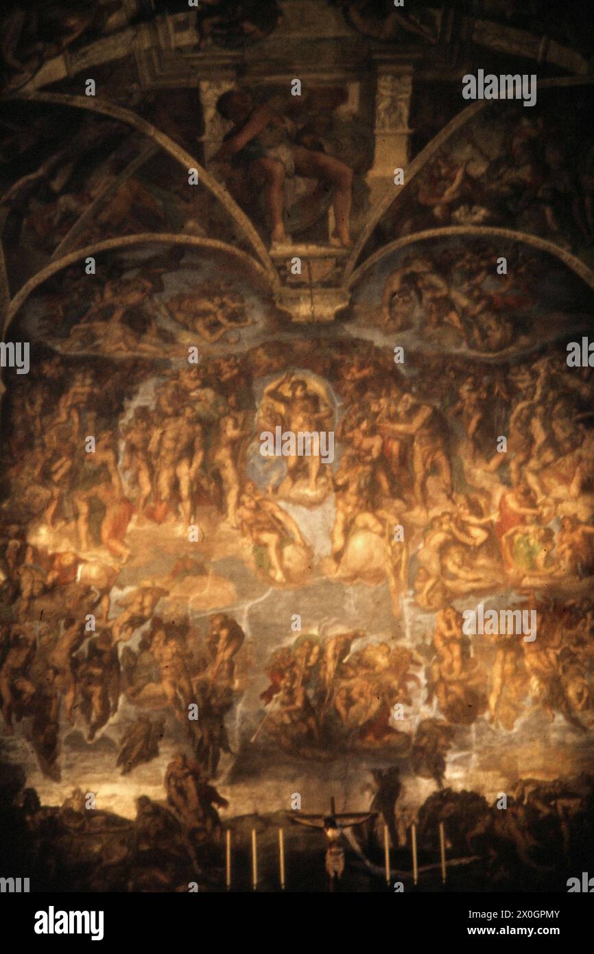 "The painting ""The Last Judgement"" by Michelangelo in the Sistine ...